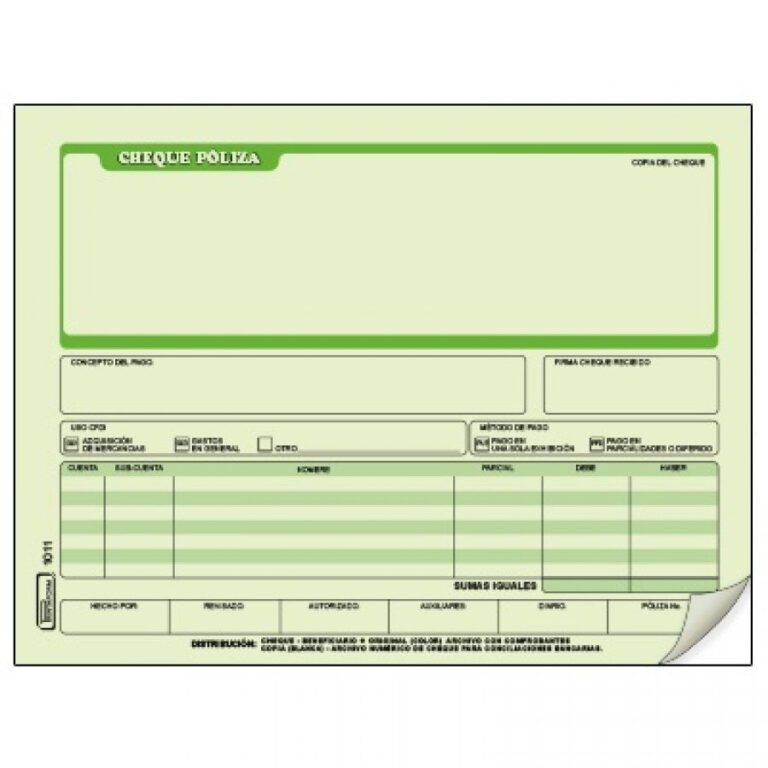 BLOCK CHEQUE POLIZA PRINTAFORM 1/2 OFI 25 J